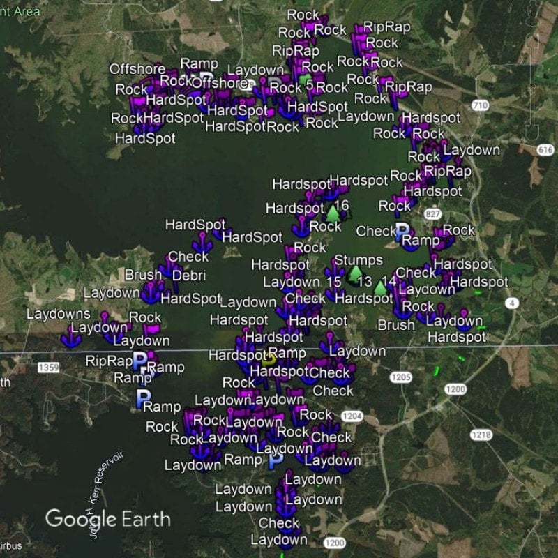 Kerr Lake - Fishing Hot Spots and Waypoints!! | Simplistic Fishing